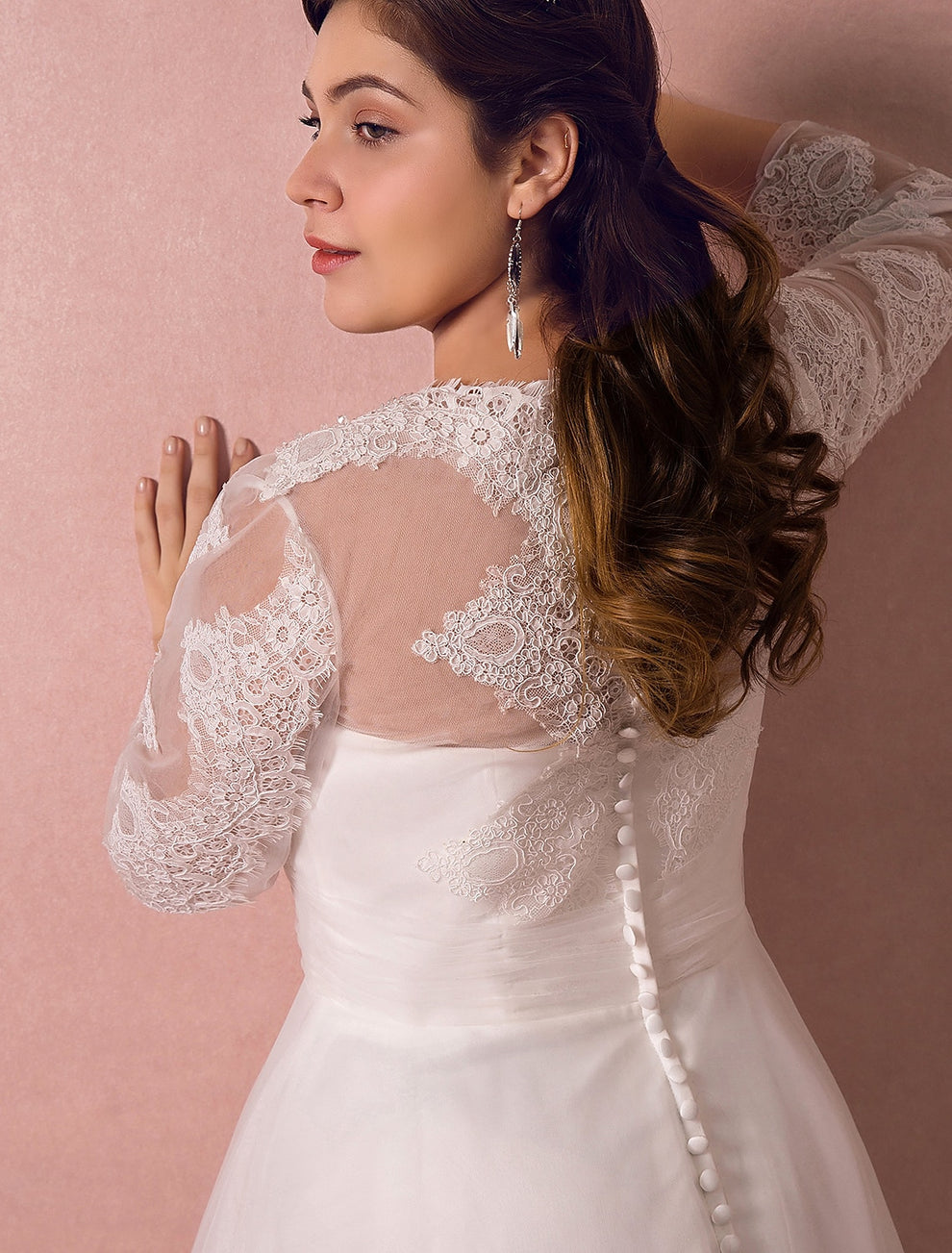 Hall Sparkle & Shine Wedding Dresses A-Line Illusion Neck Long Sleeve ...